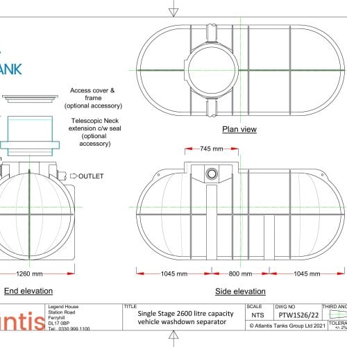 Single Stage 2600 Litre Washdown Separator - Atlantis Tanks Group Ltd