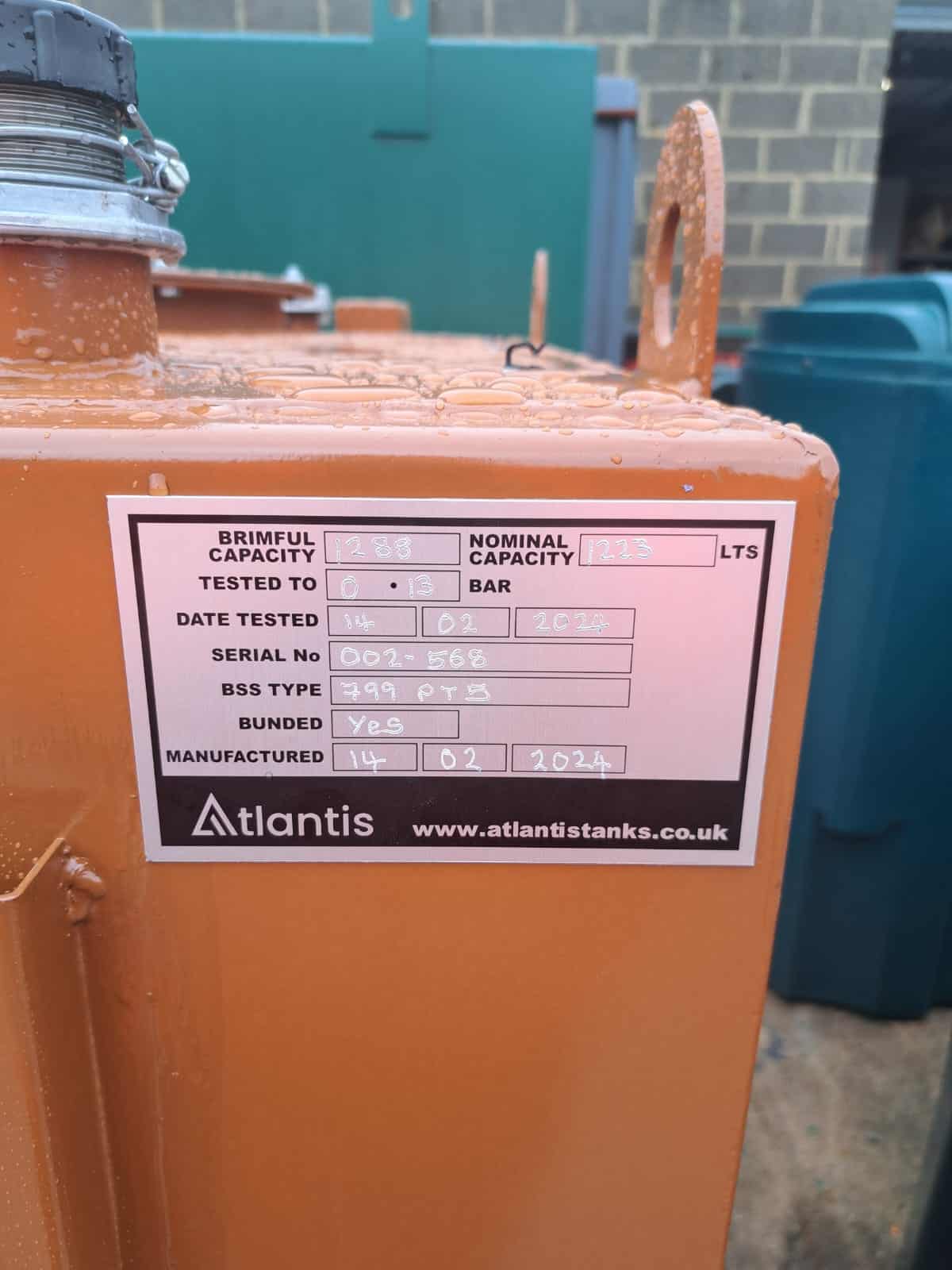 1150 Litre Steel Bunded Day Diesel Tank - Atlantis Tanks Group Ltd